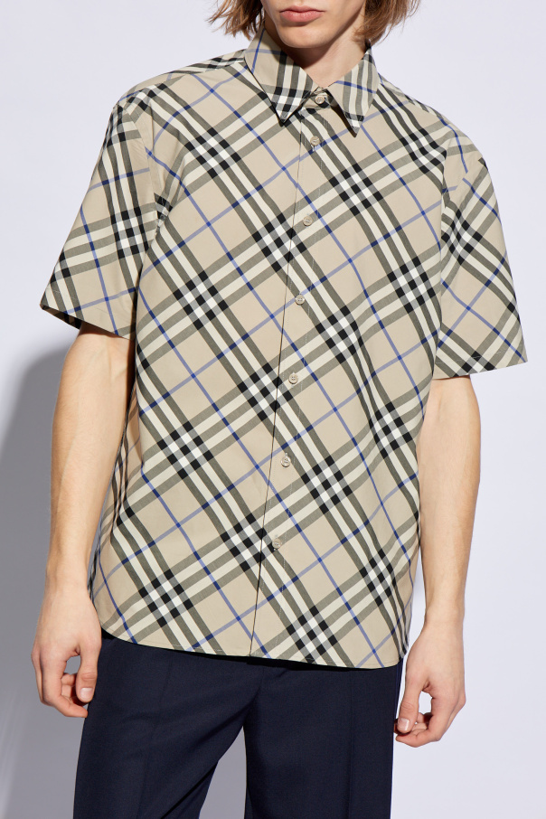 Beige Burberry Check Pattern Shirt Burberry Vitkac Italy